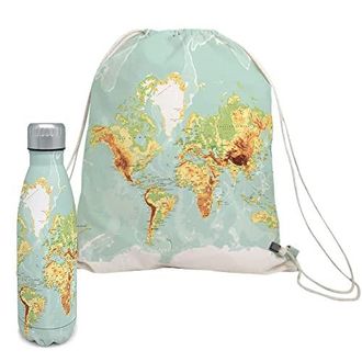 Nerthus Kitchenware FIH 975 Doppelwandige Trinkflasche 500 ml Karte + Rucksack Karte