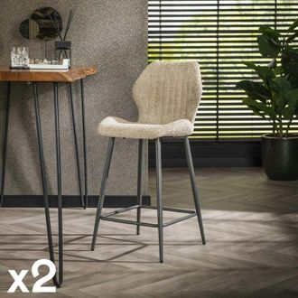 Pier Import Pier Import - Chaise de bar beige en bouclette avec repose-pieds (lot de 2) galway