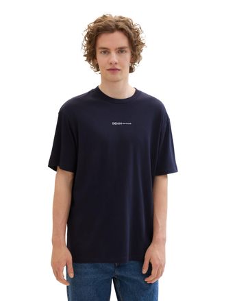 Tom Tailor Herren Relaxed Fit T-Shirt mit Logo-Print, 11075 - Navy, XXL