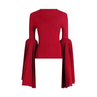 Jean Paul Gaultier Stretch Viskose Rundhalsausschnitt mit Raffung - - Tops - Damen - Rot - M
