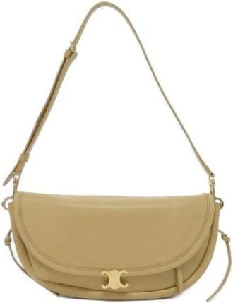 Celine Pre-owned Little Half Moon Soft Triomphe Lamb Shoulder Bag - Femme - Pre-owned - Beige - Taille: ONE Size