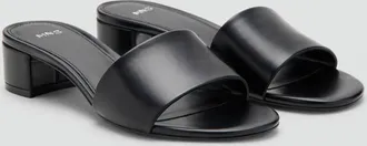 Mango Sandales lani&egrave;re &agrave; talon bloc noir - Femme - 35 - MANGO