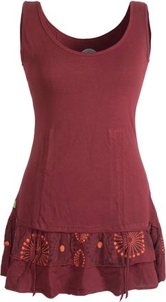 vishes Alternative Bekleidung - Damen Lagen-Look Jersey-Tunika Shirt aus Baumwolle zum Raffen dunkelrot 42-44