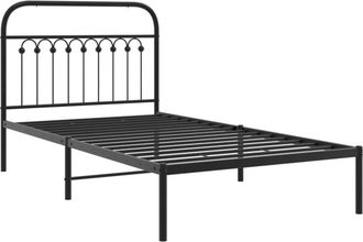 vidaXL Cadre de lit métal sans matelas avec tête de lit noir 100x200cm Vidaxl