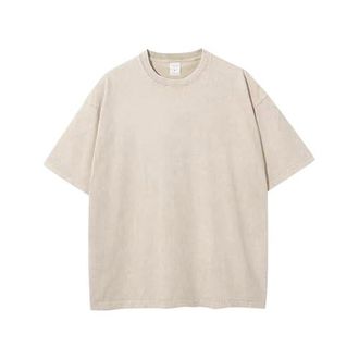 Generic Chemise d&eacute;contract&eacute;e &agrave; manches courtes pour homme - Uni - Classique - Tendance - Confortable - L&eacute;ger - Extensible - Respirant - Col rond - Pour l&eacute;t&eacute; e