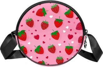 Generic Petit sac &agrave; bandouli&egrave;re circulaire pour femme, petit sac &agrave; bandouli&egrave;re avec fermeture &eacute;clair, bretelles r&eacute;glables, sac &agrave; main rond d&eacute;contract&eacute; pour fe
