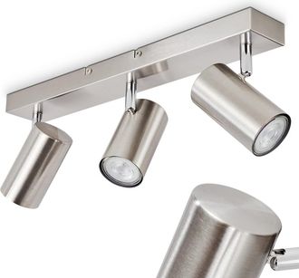 HOFSTEIN Deckenleuchte Javel, moderne Deckenlampe aus Metall in Nickel-matt/Chrom, 3 verstellbare Spots, 3 x GU10, ohne Leuchtmittel