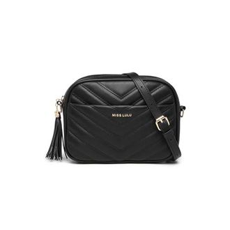 Miss Lulu Petit Sac &agrave; Main Bandouli&egrave;re Fille en Cuir Synth&eacute;tique - Texture Tress&eacute;e en V avec Pompon - Imperm&eacute;able Sac Port&eacute; &Eacute;paule, Cadeau pour No&euml;l et F&ecirc;tes