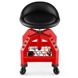 Generic Desserte de Cuisine, Chariot Roulant, capacité de 150 kg, Tabouret de mécanicien Roulant, Hauteur réglable, rembourré par siège, avec Plateau à Outils