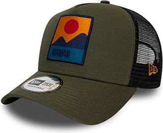 New Era Hawaii Cap Verstellbar Trucker Kappe Sommer Patch USA Oliv - One-Size