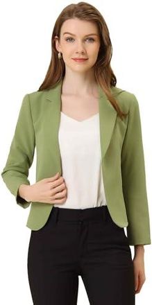 Allegra K Blazer Femme Imprimé Fleuri Veste de Costume daffaires Décontracté à Revers Cranté Coupe Cintré Blazer de Bureau Floral Avocat Vert Solide XS