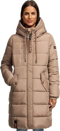 Marikoo Manteau dhiver matelassé pour femme avec capuche B941, Taupe-Grey, S
