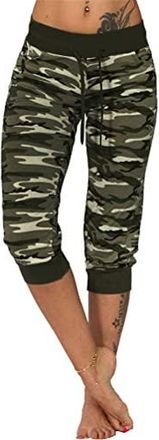 ORANDESIGNE Jogging Femme 3/4 Pantalon de Sport Yoga Gym avec Poches Pantalons Courts Casual Harem Yoga Pilates Capri Shorts Elastique Bermuda E Armée Verte XL