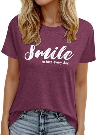 Generic T-shirt Imprim&eacute; Femme Col V T-shirt &agrave; Manches Courtes avec Impression Comme Haut D&eacute;t&eacute; D&eacute;contract&eacute; Pour Les Loisirs &Agrave; La Mode T-shirts Pour Femmes T-sh