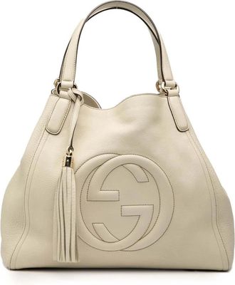 Gucci Shopper - Medium Leather Soho Cellarius Tote - Gr. unisize - in Wei&szlig; - f&uuml;r Damen