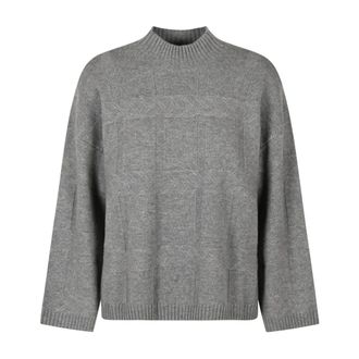 Emporio Armani Femme, Pulls, Gris, Taille: 40 FR Pull Col Montant G&eacute;om&eacute;trique Tricot&eacute;