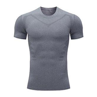 Generic Chemise &agrave; manches courtes pour homme - Respirant - Col rond - Couleur unie - &Eacute;l&eacute;gant - Coupe ajust&eacute;e - Extensible - L&eacute;ger - Classique - Haut de sport 