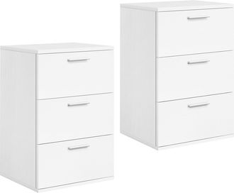 Yaheetech 2 x Nachtschrank Nachttisch Boxspringbett Nachtkommode mit 3 Schubladen 60cm hoch Beistelltish Nachtkonsole für Schlafzimmer/Wohnzimmer, Weiß