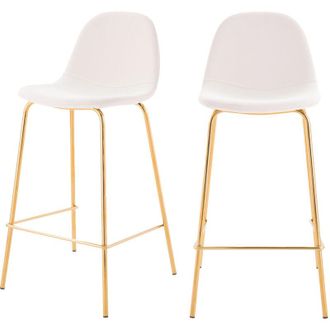 Rendez-Vous D&eacute;co Rendez-vous D&eacute;co - Lot de 2 chaises pour &icirc;lot central 65 cm en cuir synth&eacute;tique blanc - henrik