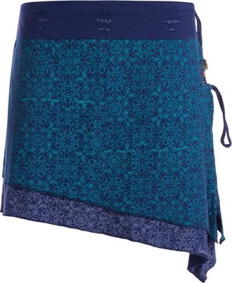 vishes Alternative Bekleidung - Damen Mini-Rock Baumwolle Blumen-Muster extra breiter Bund mit Kordel-Zug und Taschen dunkelblau 40-42