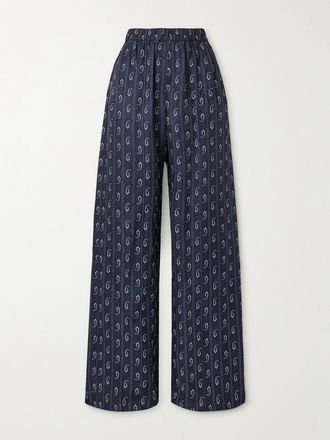 Tory Burch Pantalon Large En Jacquard - Bleu