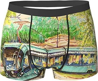 AOOEDM sous-vêtement de Tram de Zone Rurale série Grain de Bois caleçons Respirants pour Hommes Shorts Doux sous-vêtements imprimés Confortables