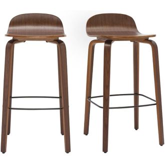 Miliboo Miliboo - Tabourets de bar vintage noyer H68 cm (lot de 2) obra