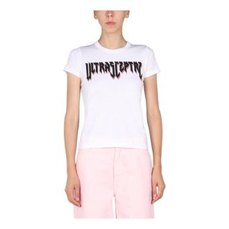 Raf Simons Eng anliegendes bedrucktes T-Shirt - - Tops - Damen - Wei&szlig; - L