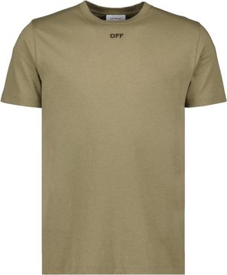 Off-white Homme, Tops, Beige, Taille: XL T-shirt Slim Fit Col Rond Imprim&eacute;