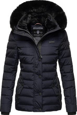 Navahoo Damen warme Winter Steppjacke mit abnehmbarer Kunstfell-Kapuze Milianaa Navy Gr. S