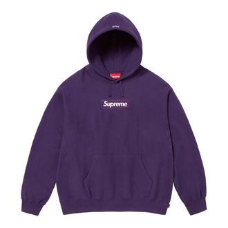 SUPREME Dunkellila Box Logo Kapuzenpullover - - Sweatshirts & Hoodies - Herren - Lila - S