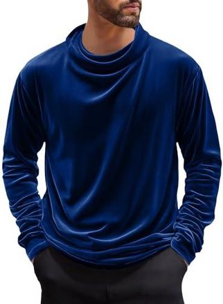 Generic Sweat-shirt en velours &agrave; manches longues pour homme - Chaud - Tendance - Uni - Col rond - Coupe ample - Confortable - Respirant - V&ecirc;tements de sport p