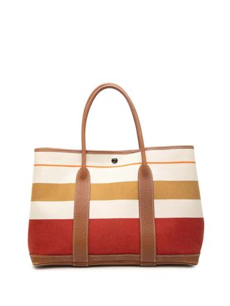 Herm&egrave;s 2014 gestreifte Toile and Negonda Garden Party Tote Bag 36cm - Mehrfarbig