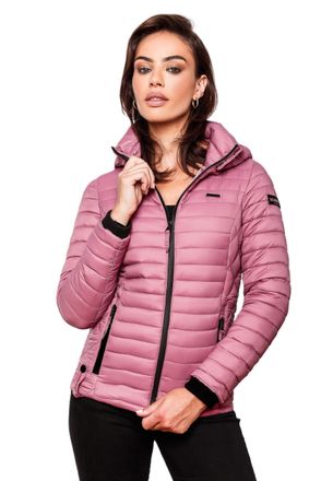 Marikoo Damen Jacke Steppjacke Übergangsjacke mit Kapuze gesteppt B600 [B600-Samt-Altrosa-Gr.XS]