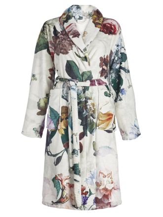 Essenza Bademantel Fleur Ecru, XS - 100% Polyester - Blumen Pfingstrosen Tulpen