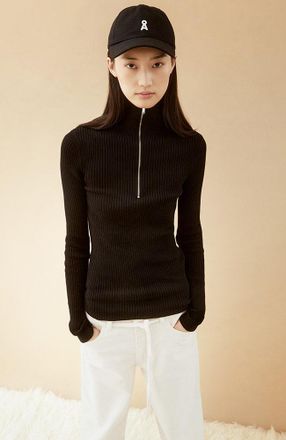 Armedangels Damen vegan Rollkragenpullover Troyer Schwarz