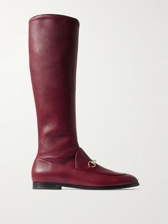 Gucci Jordaan Kniehohe Stiefel Aus Leder Mit Horsebit-detail - Burgunder