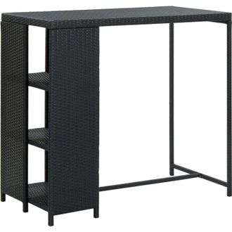 vidaXL Table de bar avec rangement Noir 120x60x110 cm R&eacute;sine tress&eacute;e