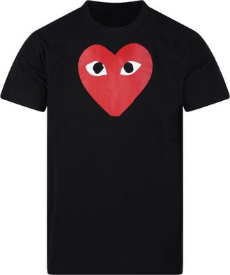 Comme Des Garçons Homme, Tops, Noir, Taille: S T-Shirt Coeur Rouge