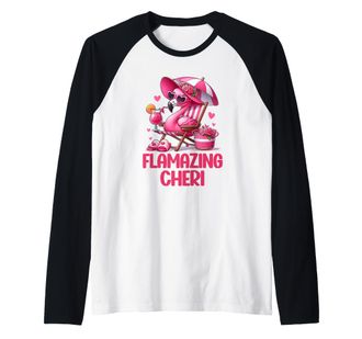 BDAZ Flamazing Cheri Pink Flamingo Tropical Beach Trip Damen Raglan
