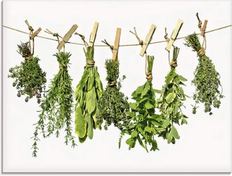 Artland ARTland Wanddeko Glasbilder Wandbild Glas Bild einteilig 80x60 cm Querformat Kräuter Gewürze Rosmarin Minze Spinat Landhausstil T3WN