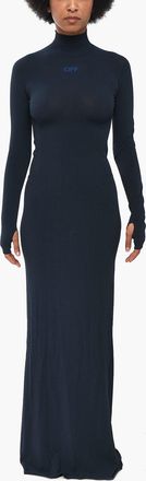 Off-white Knitted Maxi Dress with Glove Sleeve Off-White