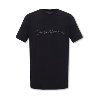 Giorgio Armani ASV Stretch-Viskose T-Shirt mit charakteristischem Logo - - Tops - Herren - Schwarzk - L