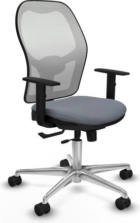 Piqueras y Crespo Schreibtischstuhl, wei&szlig; und grau, mit 1D-Armlehnen, h&ouml;henverstellbare Lendenwirbelst&uuml;tze, ausgestattet mit Syncro/Traslack und injiziertem Schaumstoff