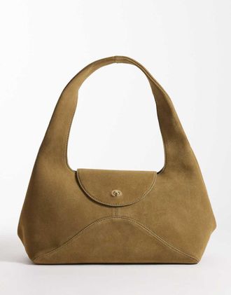 & Other Stories Schultertasche aus Wildleder in Beige-Neutral