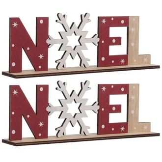 Supvox D&eacute;coration de No&euml;l en Bois 2 Pi&egrave;ces - Lettres Noel avec Motif Flocon de Neige - Id&eacute;al pour D&eacute;corations Int&eacute;rieures et Ext&eacute;rieures - Parfait pour Les F