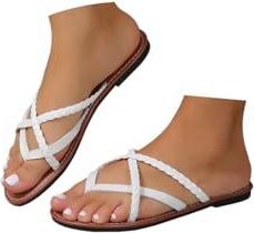 Generic Sandales &agrave; lani&egrave;res crois&eacute;es pour femme, pantoufles &agrave; bout ouvert, sandale &eacute;lastique, sandale de randonn&eacute;e, de plage, tongs l&eacute;g&egrave;res, sandales plates p