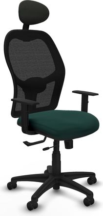 Piqueras y Crespo Schreibtischstuhl mit 1D-Armen, h&ouml;henverstellbare Lendenwirbelst&uuml;tze und festes Kopfteil, ausgestattet mit Syncro/Traslack und Schneideschaum, Schwarz