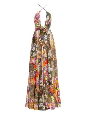 Agua Bendita robe longue Fairy Suki &agrave; fleurs - Orange