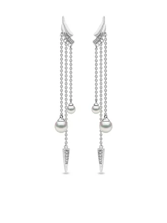 Yoko London 18kt Trend Wei&szlig;goldohrringe mit Diamant und Perl - Silber